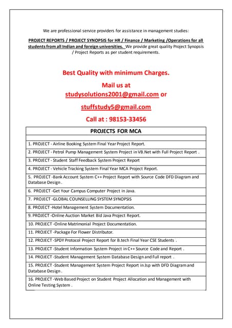 B tech, bca project topics | PDF