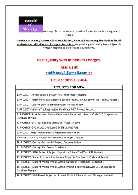 B tech, bca project topics | PDF