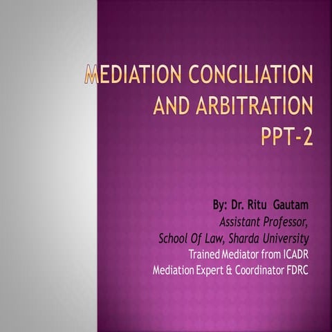 Mediation, Conciliation and Arbitration under Mediation laew | PDF