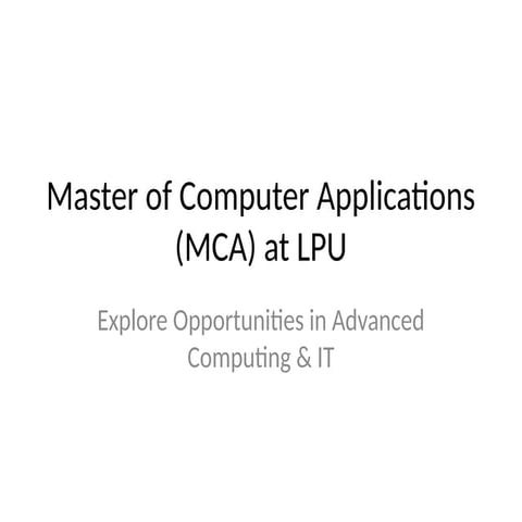 MCA_Program_lovely professional university | PPTX