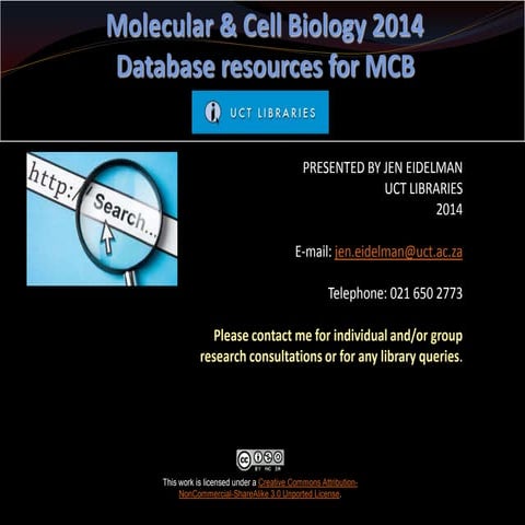 Database resources for Molecular & Cell Biology 2014 | PPTX