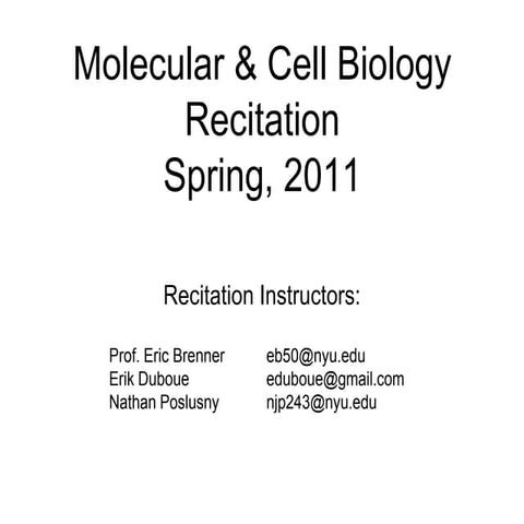 Mcbii recitation 1 membranes 2011 1 | PPT