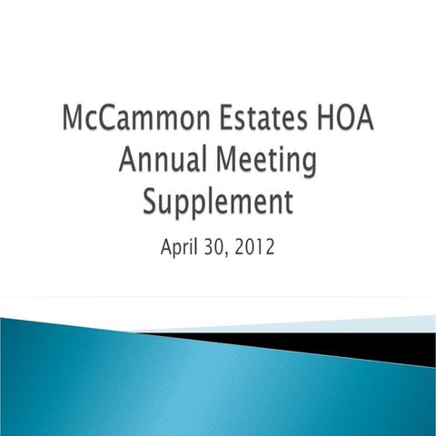 McCammon Estates HOA 2012 Annual Meeting | PPT