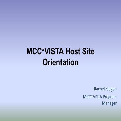 MCC host site orientation | PPTX