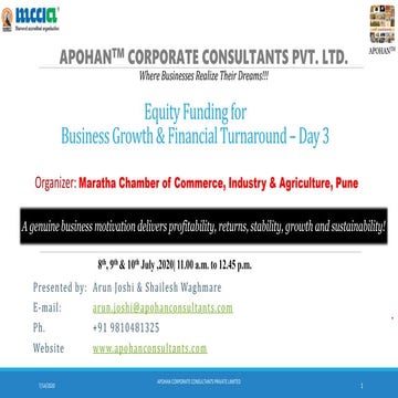 Equity Funding for Business Growth & Financial Turnaround – Day 3 | PPT