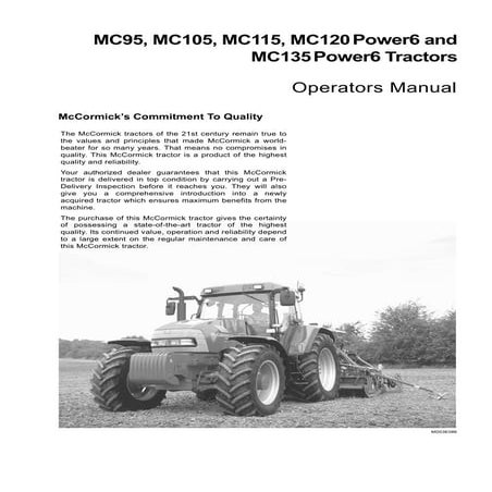 Mc cormick mc115 tractor operator manual | PDF