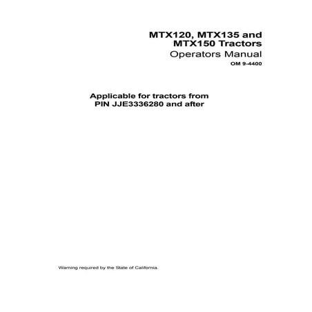 Mc cormick mtx135 tractor operator manual | PDF