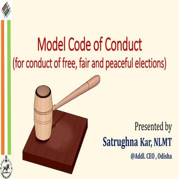 Talks about model code of conduct as prescribed by EC | PPTX | Cricket ...