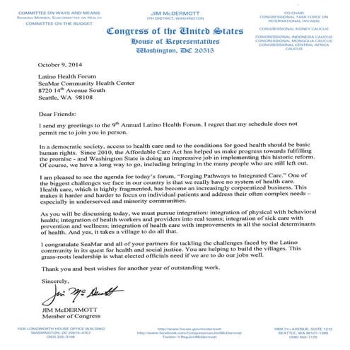 Congressman McDermott Letter | PDF