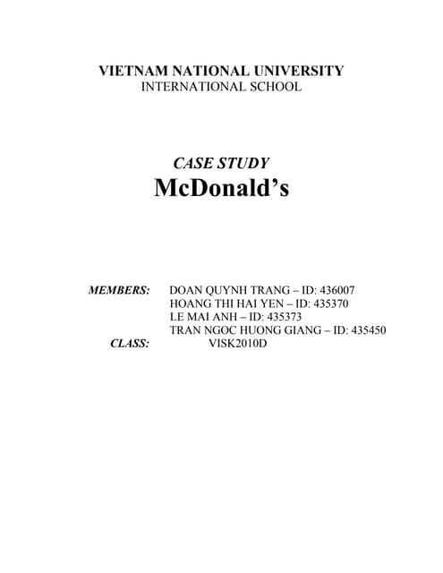 McDonald's Mini Case Study | PPT