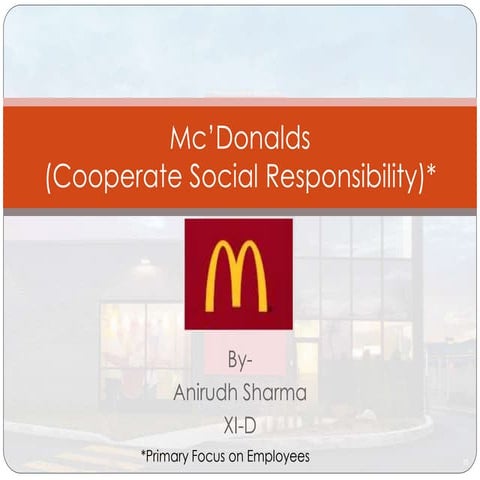 CSR done by McDonalds Std.XI Project | PPTX