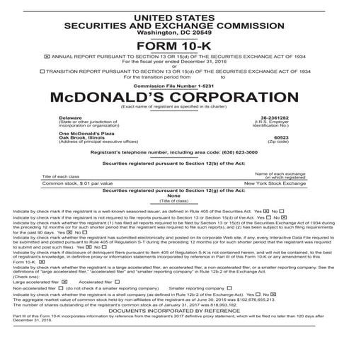 McDonald's 2016 Annual Report | PDF