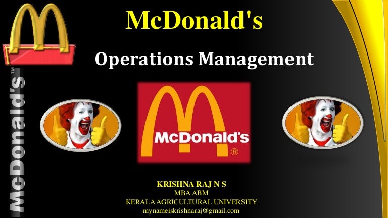 McDonalds - OPERATIONS MANAGMENT
