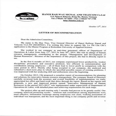 Reference Letter from HASITEC | PDF