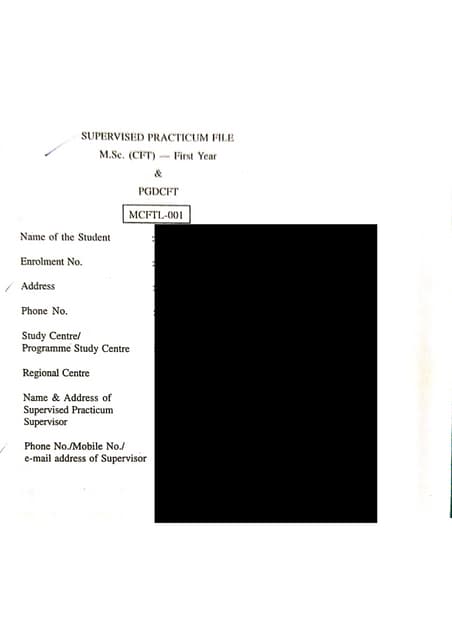 IGNOU Sample Practical File for MCFTL008 Reflective Journal | PDF