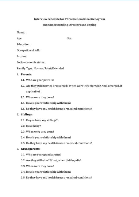 Family Assessment Tools: Interview Schedule for Understanding The Roles ...