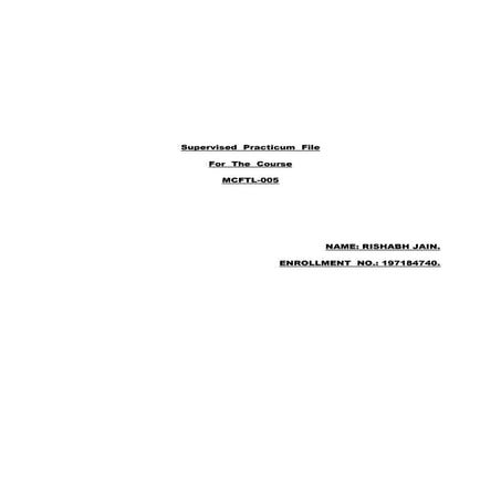 IGNOU Sample Practical File for MCFTL005 Mini-Research RJ | PDF