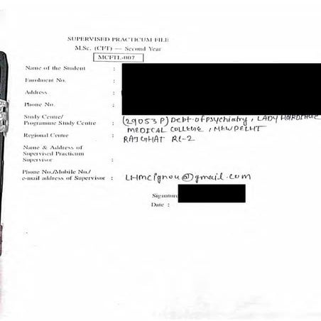 IGNOU Sample Practical File for MCFTL007 Counselling and Family Therapy ...