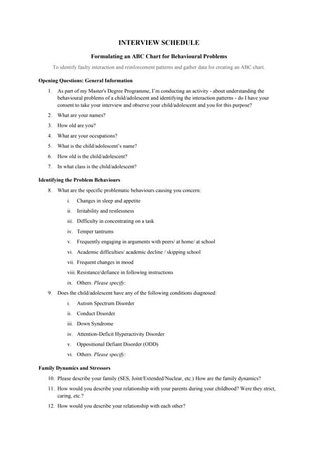 Assessment Tools: Interview Schedule for Understanding Workplace Impact ...