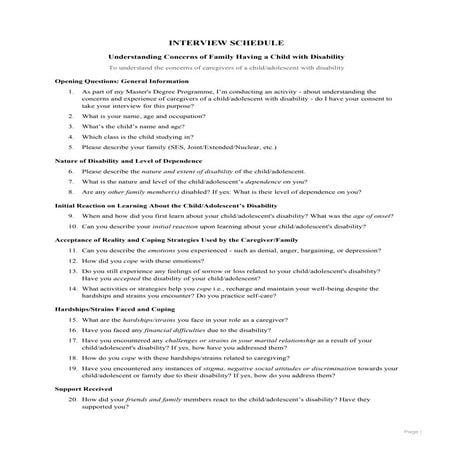 Family Assessment Tool: Interview Schedule for Understanding the ...