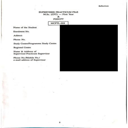 IGNOU Sample Practical File for MCFTL008 Reflective Journal | PDF