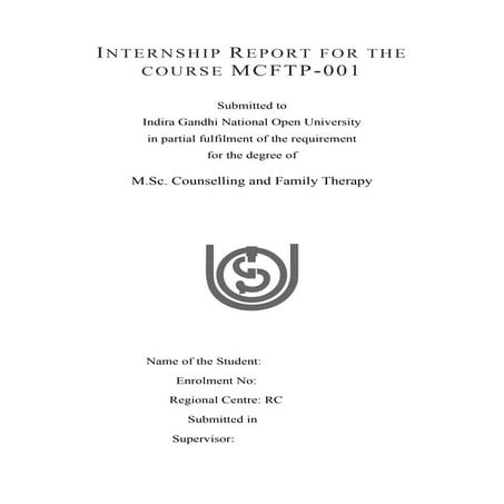 Cover Page for Internship Report MCFTP001 | PDF