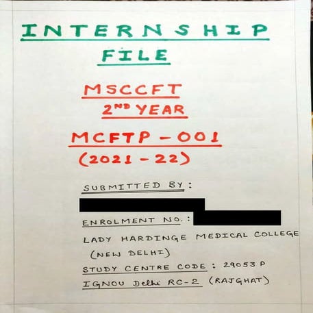 IGNOU Sample File for Internship MCFTP001 PK | PDF