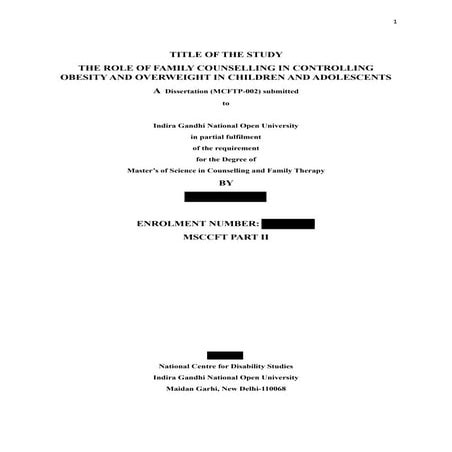 IGNOU Sample Dissertation File for MCFTP002 GB | PDF