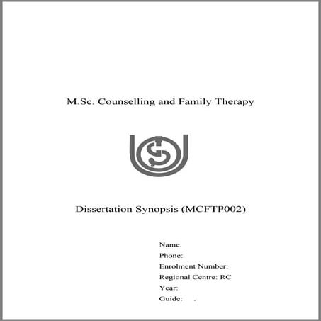 Cover Page for Research Dissertation Synopsis MCFTP002 | PDF