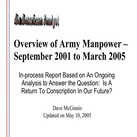 McGinnis: Briefing on U.S. Army Manpower | PPT | Defense Industry ...