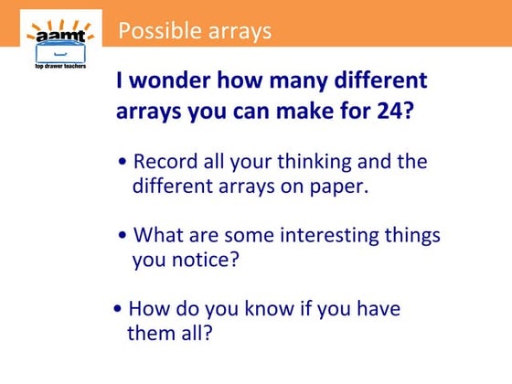 Top Drawer Teachers: Visualising an array | PPT