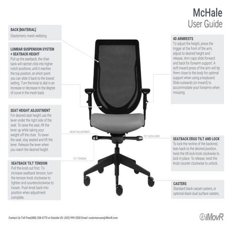 iMovR's McHale Advanced Ergonomic Chair User Guide | PDF