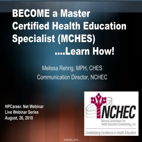 MCHES, Master Certified Health Education Specialist | PDF