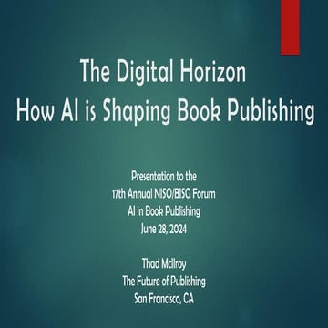 McIlroy "The Digital Horizon: How AI is Shaping Book Publishing" | PDF