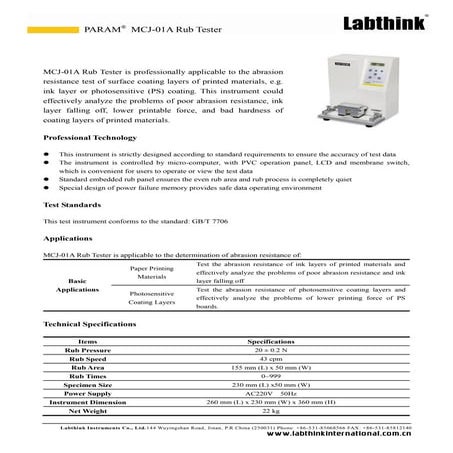 MCJ-01A -Rub-Tester | PDF