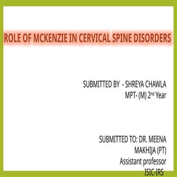 MCKENZIE Mckenzie method of mechanical diagnosis and therapy , a system ...