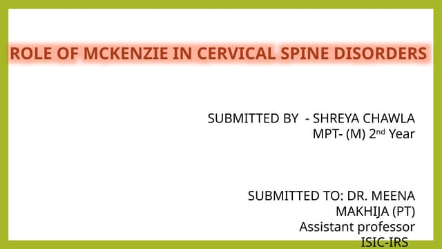 Mc Kenzie Method (MDT) | PPTX