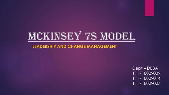 Mc kinsey 7 s model | PPTX