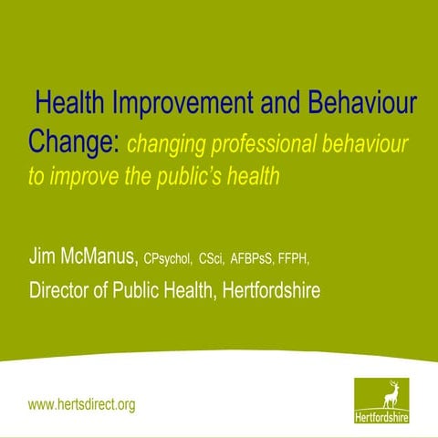 Behaviour change as part of a public health strategy | PPT