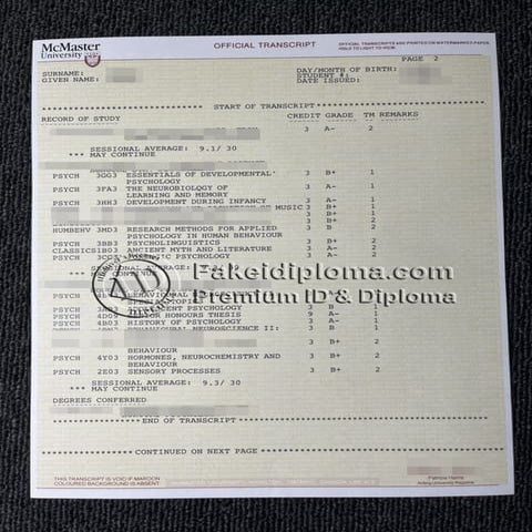 McMaster University transcript | PDF