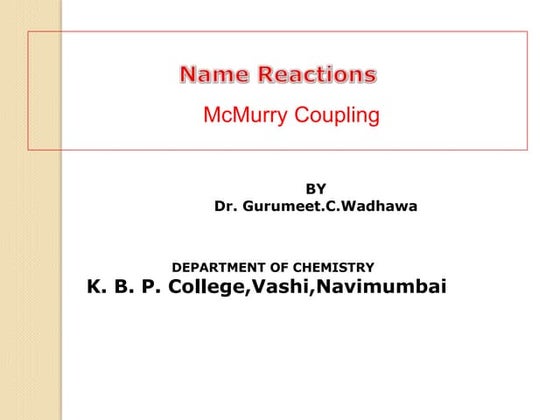 Multi Component Reactions | PPT