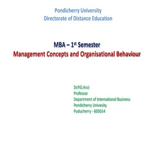 Managerial concepts of organizational behavior | PPTX