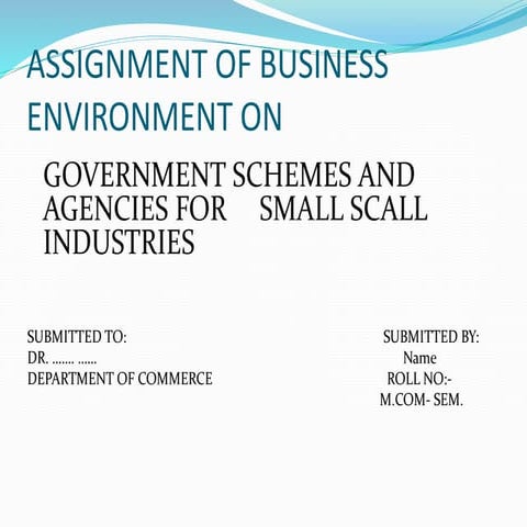 ppt for govt. schemes and agenices for SSI | PPT