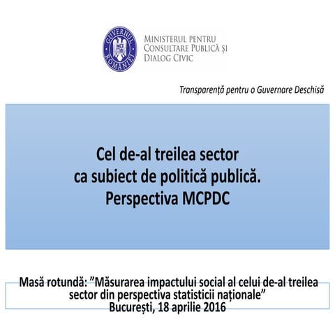 Cel de-al treilea sector ca subiect de politcă publică - Perspectiva MCPDC | PPT