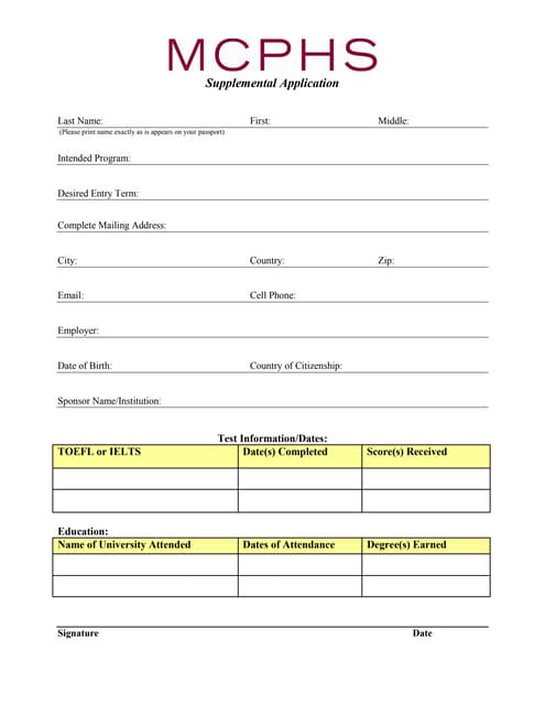 Application form, Cambridge Academy for Higher Education | PDF