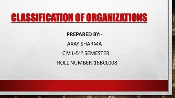 DETAILS OF VARIOUS TYPES OF ORGANIZATIONS | PPT