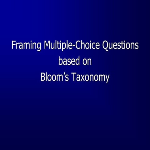 Framing MCQ based on Blooms Taxonomy Theory | PPT | Educational ...
