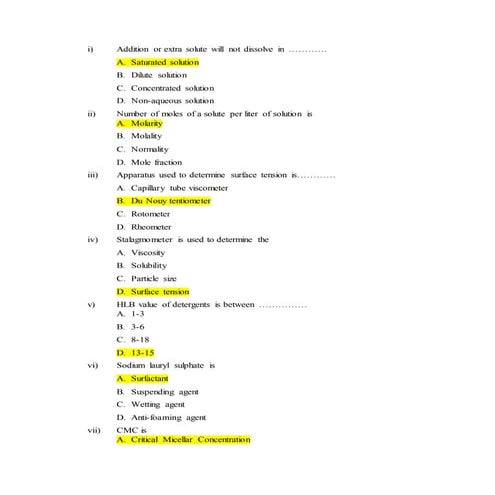 Mcq for physical pharmaceutics lab i | PDF