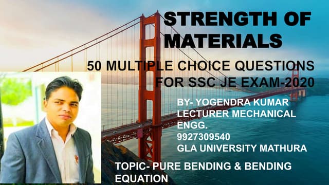 Mcq Module 1 On Pure Bending Ppt