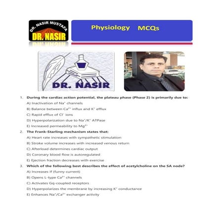 MCQ PHYSIOLOGY II (DR. NASIR MUSTAFA) MCQS) | PDF